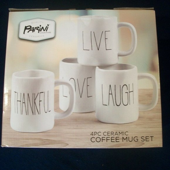 Parini | Kitchen | Parini White Ceramic 4 Pc Coffee Mug Set New | Poshmark